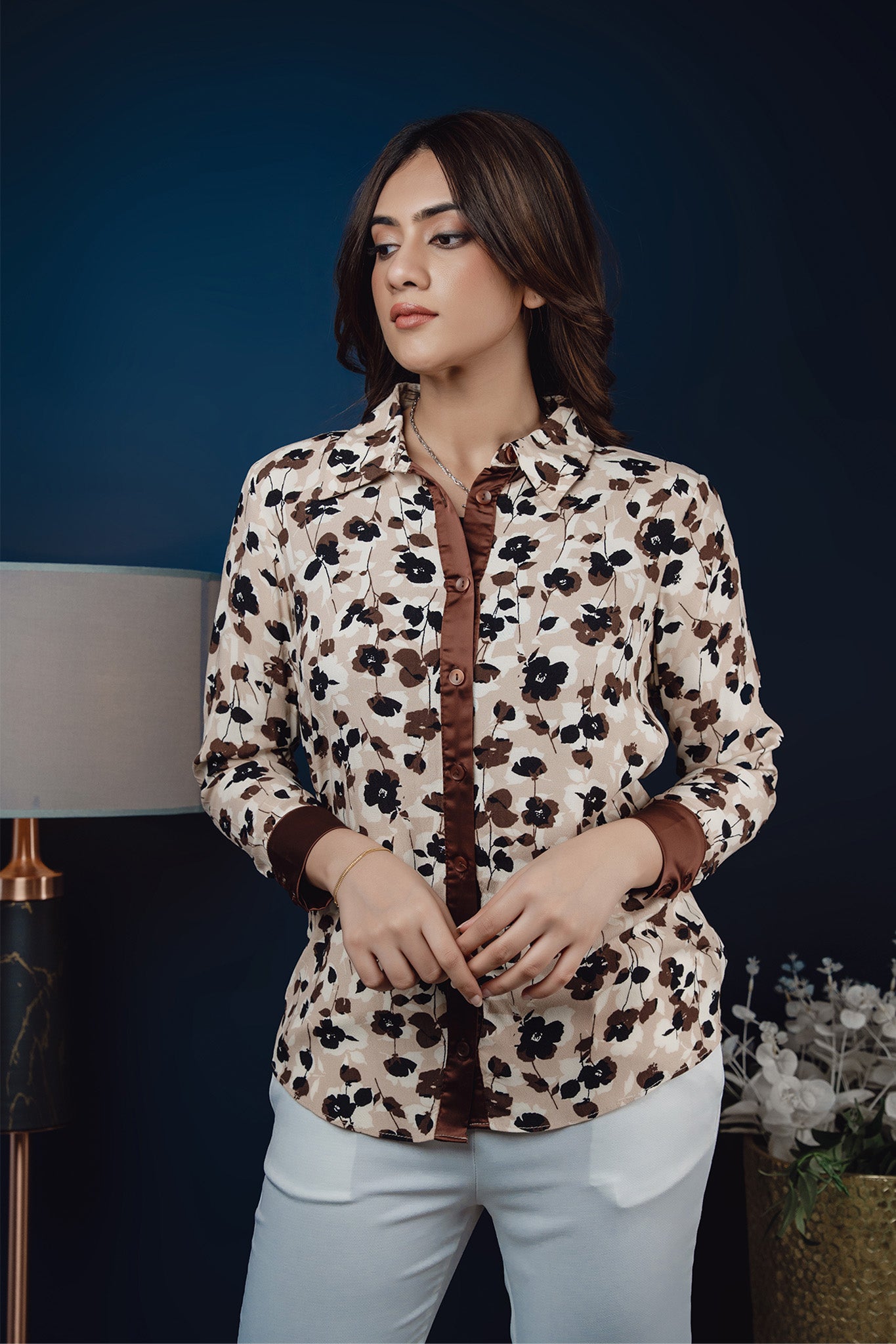Printed Buttoned Melodia Shirt - Kirsche | Women's Clothing Store in ...